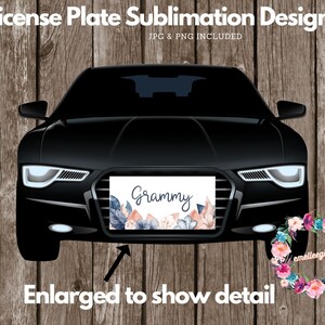 Blush & Blue Floral License Plate Design ~ Sublimation Digital Print ...