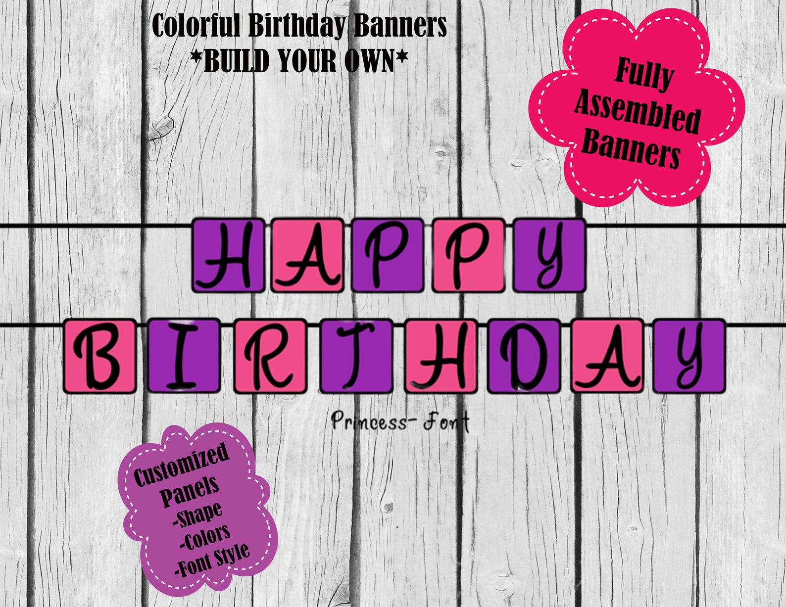 Happy Birthday Banner Name Banner Build Your Own Banner - Etsy