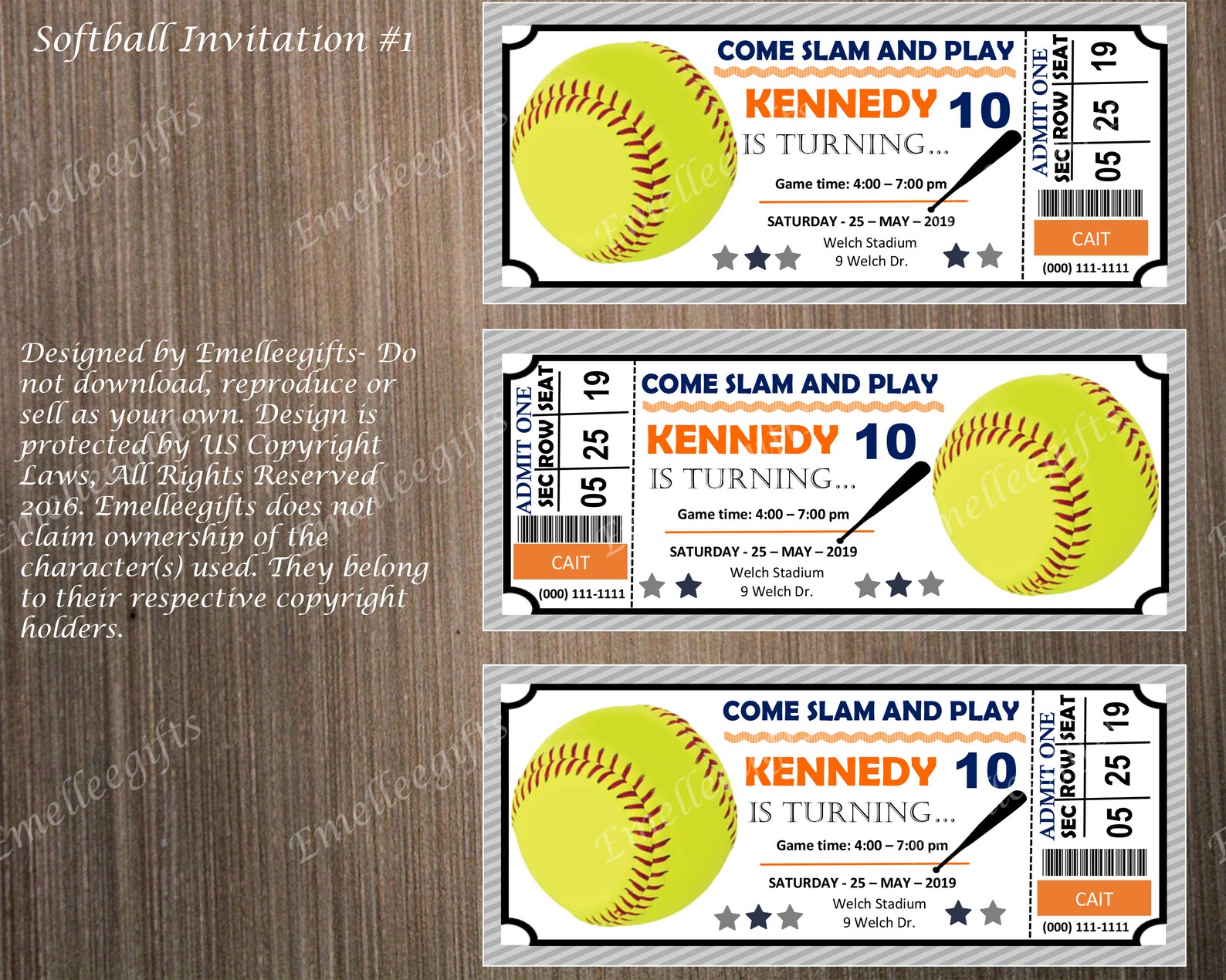 Softball Ticket Invitation 1 - Etsy