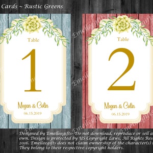 Wedding Table Cards Rustic Greens - Etsy