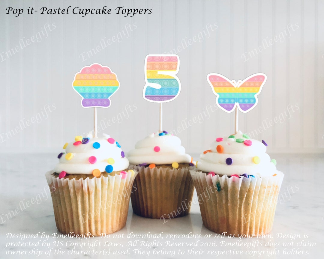 Pop It Cupcake Toppers ~ Fidget Cupcake Toppers ~ Pop It Birthday Party ...