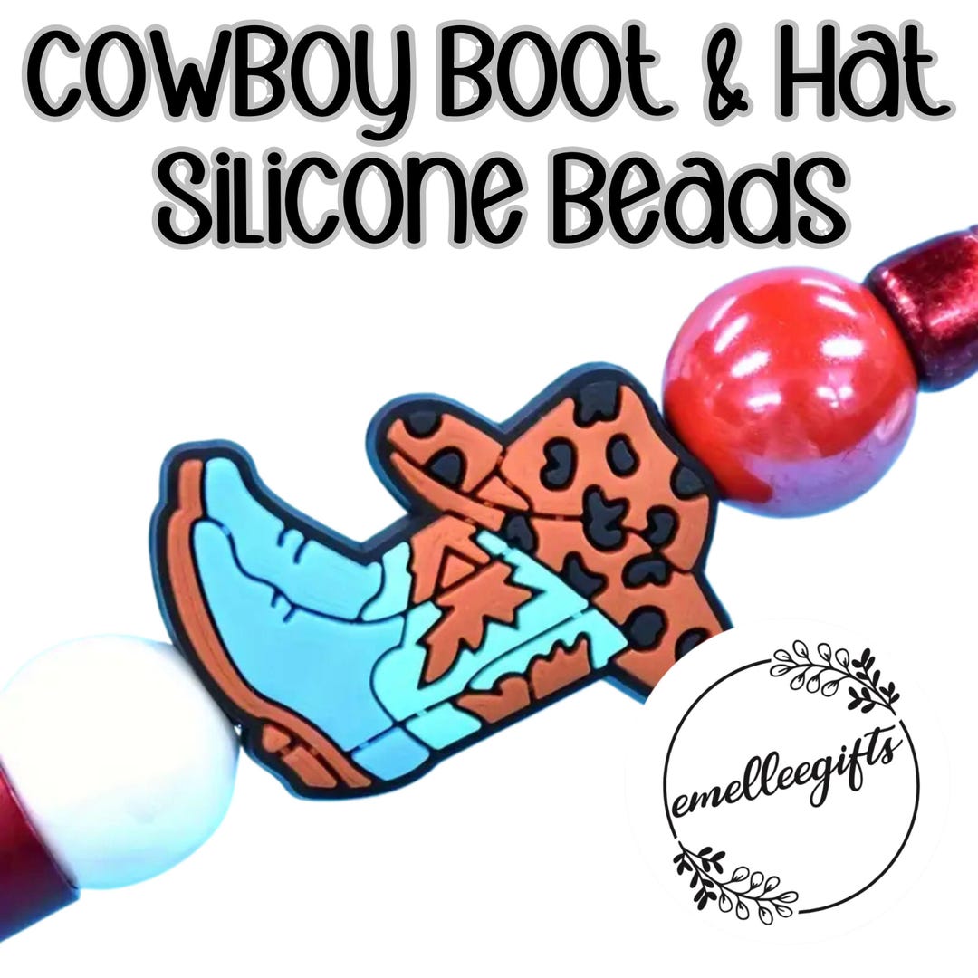 Cowboy Boot & Hat Silicone Bead ~ Cowboy Focal Bead ~ Pen Beads ...
