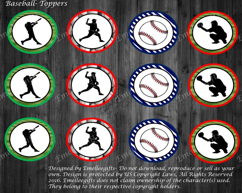 Baseball Toppers INSTANT DOWNLOAD - Etsy
