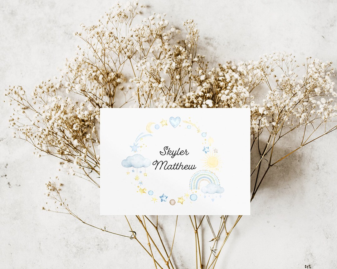 Blue Sun & Stars Note Cards ~ Newborn Note Cards ~ Personalized Note ...