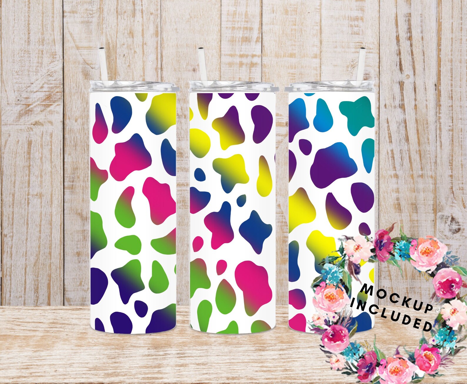 Rainbow Cow Print Tumbler Wrap Cow Tumbler Wrap 20oz - Etsy