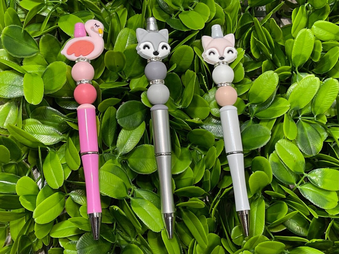 Fox Pen ~ Silicone Beaded Pens ~ Flamingo Silicone Bead Pen ~ Pink Fox ...