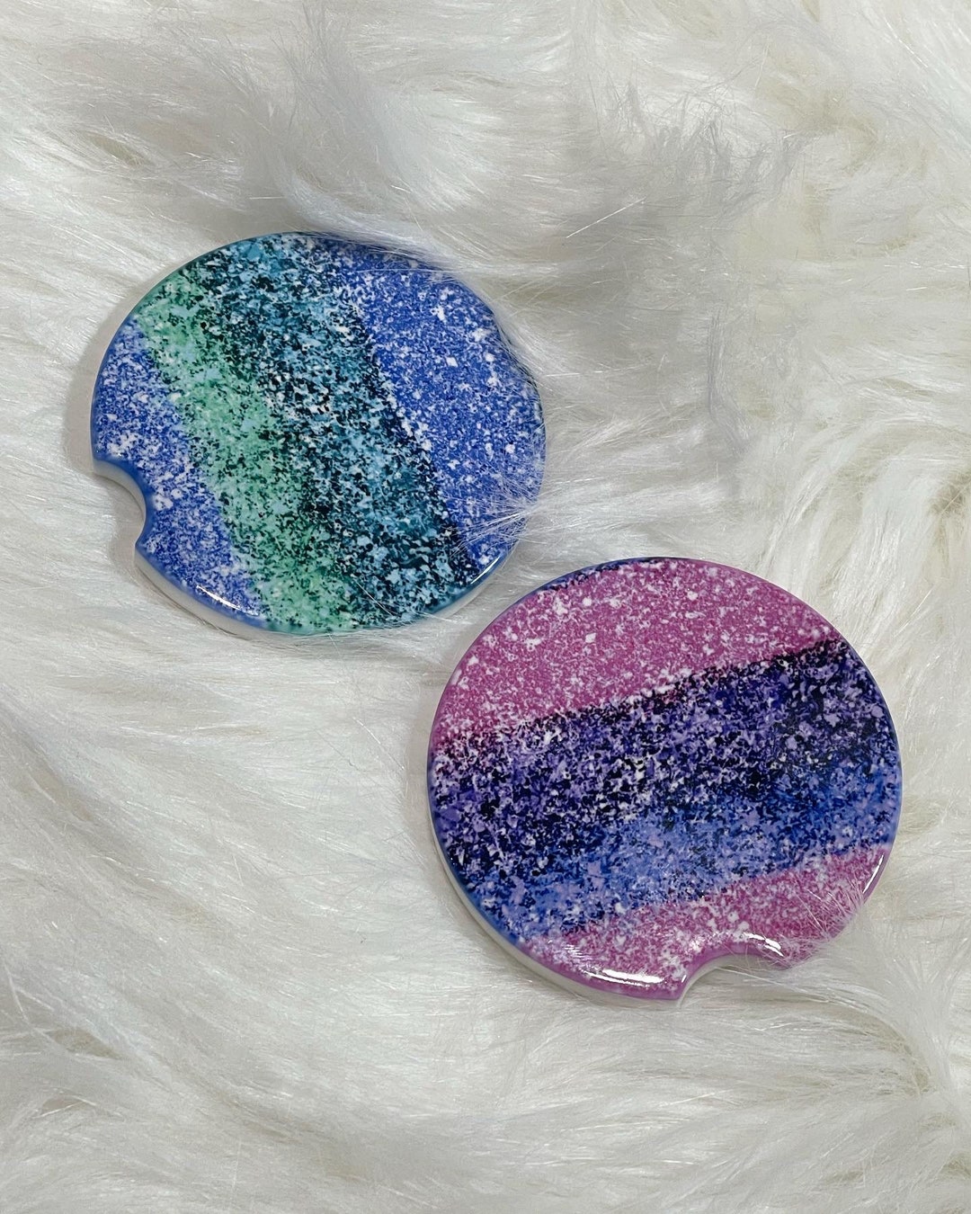 Glitter Car Coasters ~ Ceramic Car Coasters ~ Set of 2 ~ Glitter ...