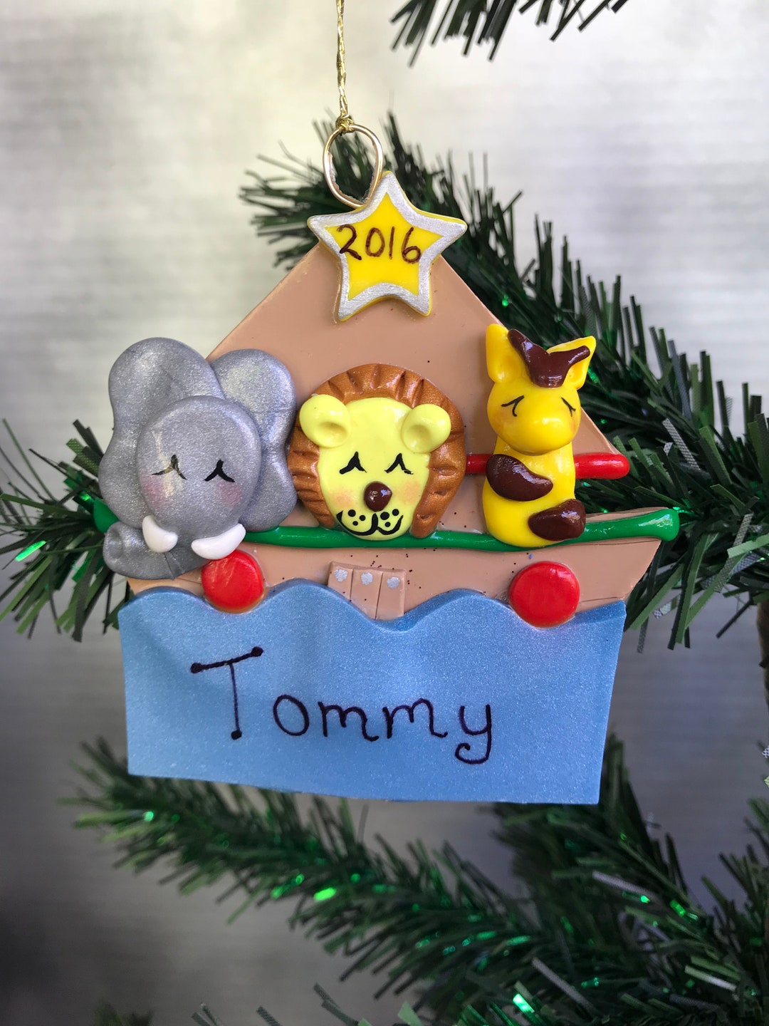 Custom Noah's Ark/baby's First Christmas Ornament Personalized Handmade ...