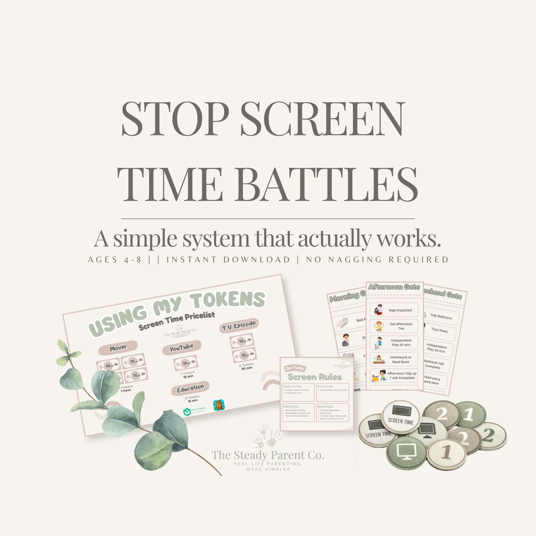 Kids Screen Time Rules Token Chart | Ages 4-8 (digital Download) - Etsy