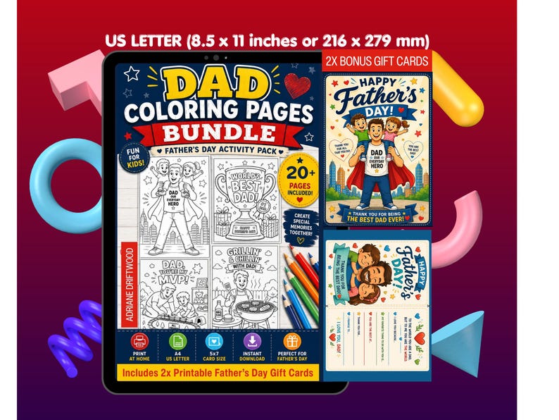 Dad Coloring Pages Bundle | Printable Coloring Book for Kids & Family ...