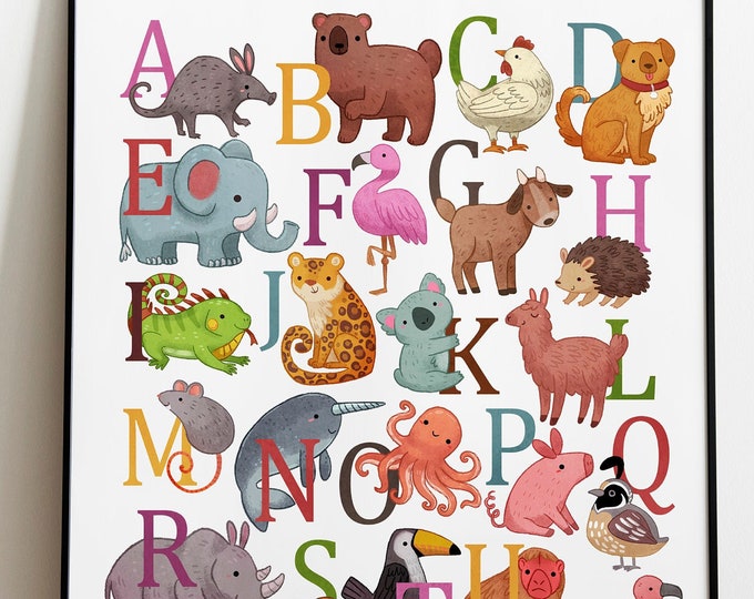 Animal Alphabet Print, ABC Print, Nursery Print, Nursery Wall Art ...