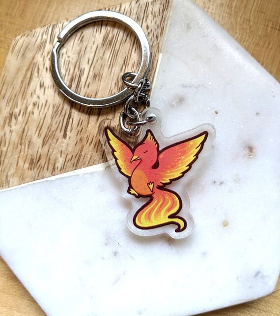 Cute Orange Phoenix Charm 1.5 Inch Jewelry Keychain | Etsy