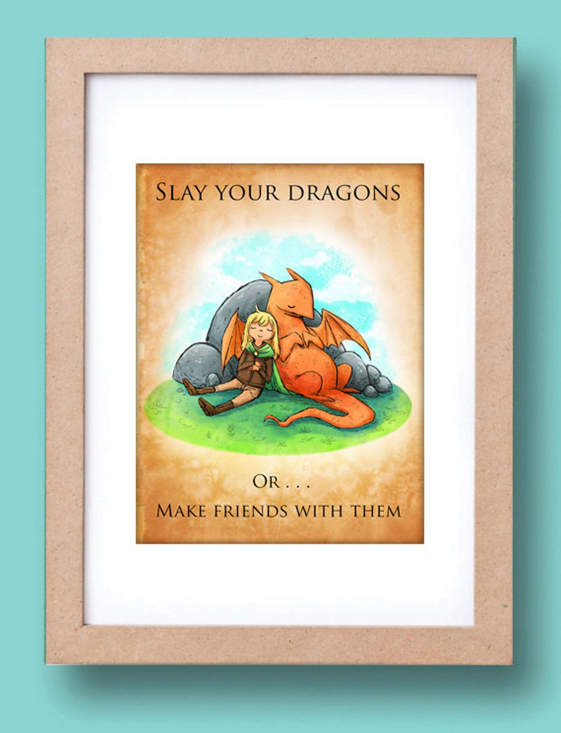 Motivational Dragon Illustration Print 8.5 by 11 - Etsy