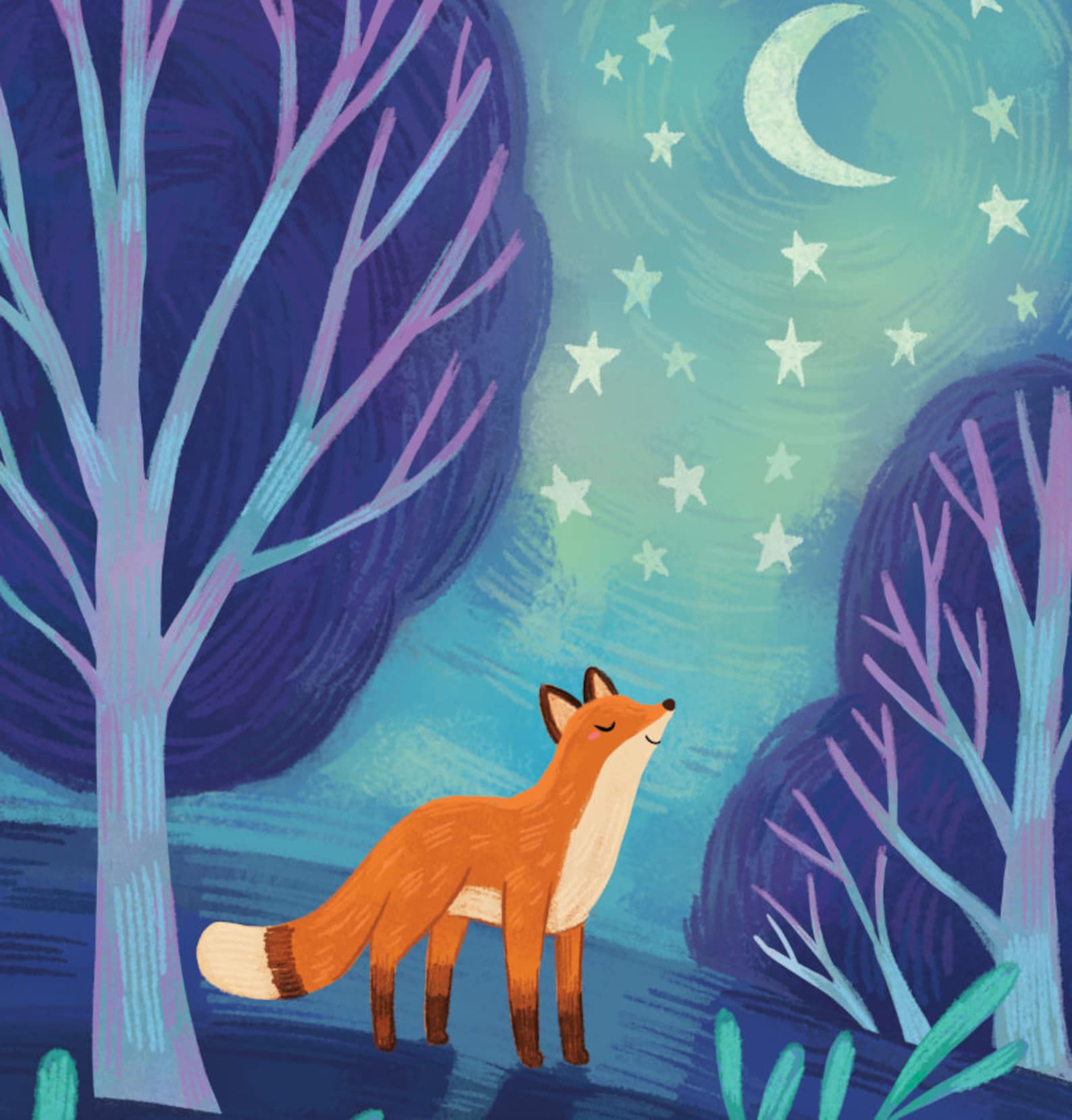 Nursery Fox and the Moon Illustrated Print: 8.5 by 11 8 by - Etsy
