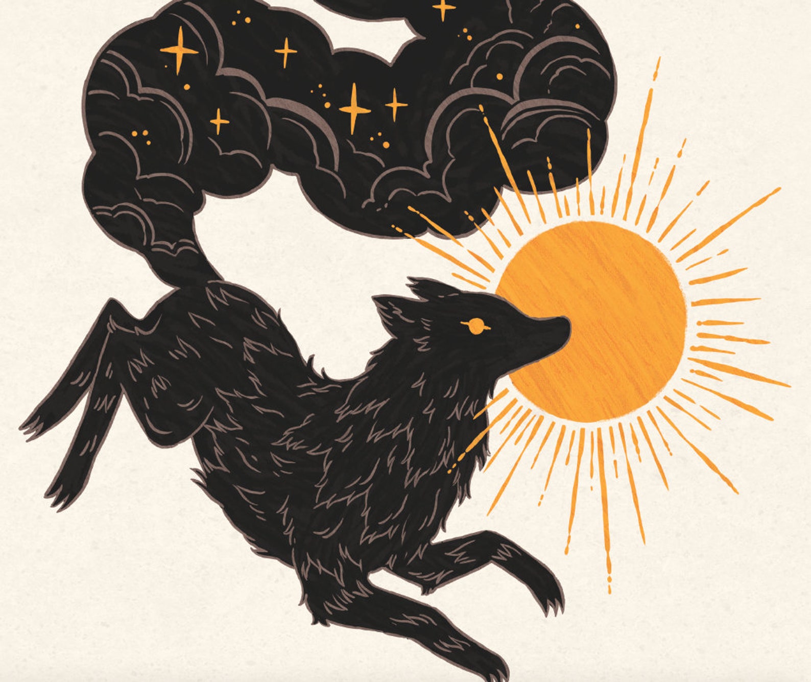 Black Wolf Eclipse Illustrated Artwork Wall Art Wolf - Etsy