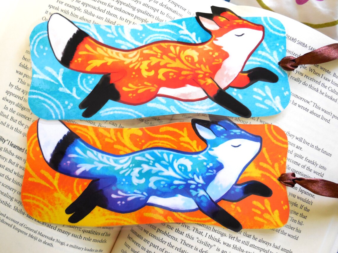 Running Fox Bookmark Illustrated Bookmark Unique Bookmarks - Etsy