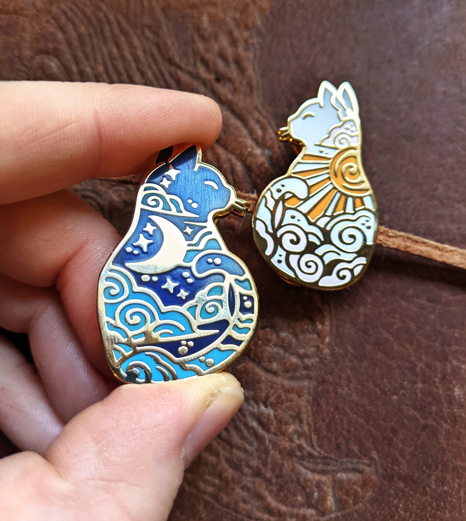 Sun & Moon Cat Enamel Pin Moon Cat Sun Cat Lapel Pin - Etsy