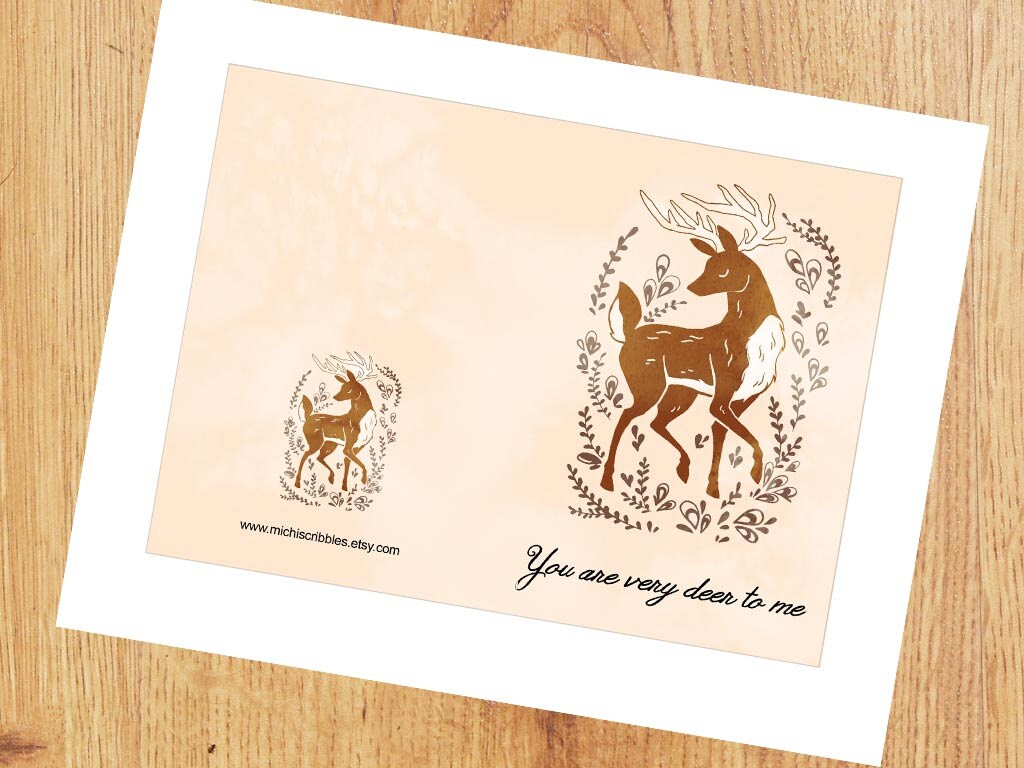 Deer Card Instant Download Digital Download Printable Card | Etsy