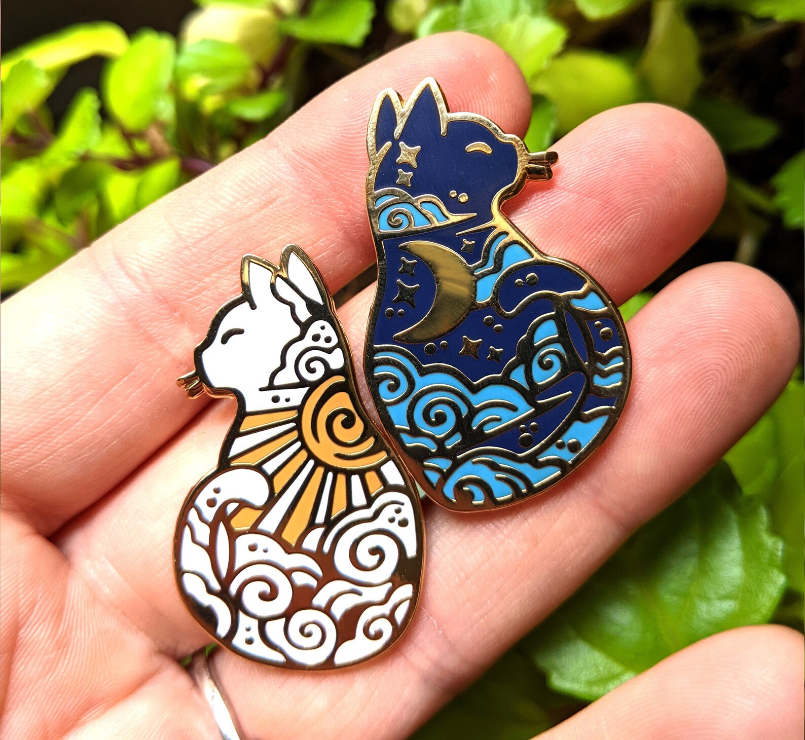 Sun & Moon Cat Enamel Pin Moon Cat Sun Cat Lapel Pin - Etsy