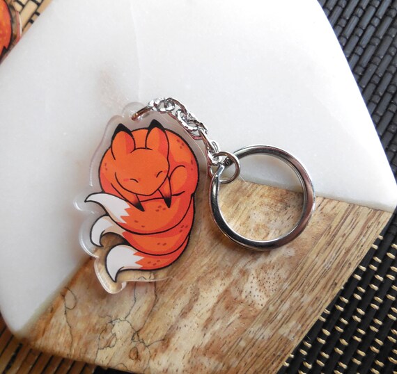 Cute acrylic fox kitsune charm 3 tailed 1.5 inch jewelry | Etsy