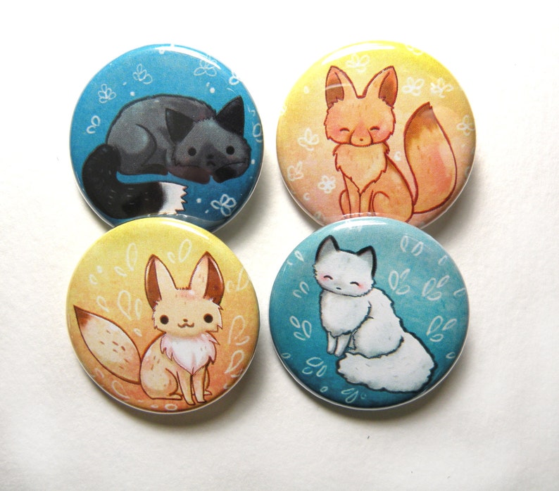 Cute fox pinback button pack fox pins | Etsy