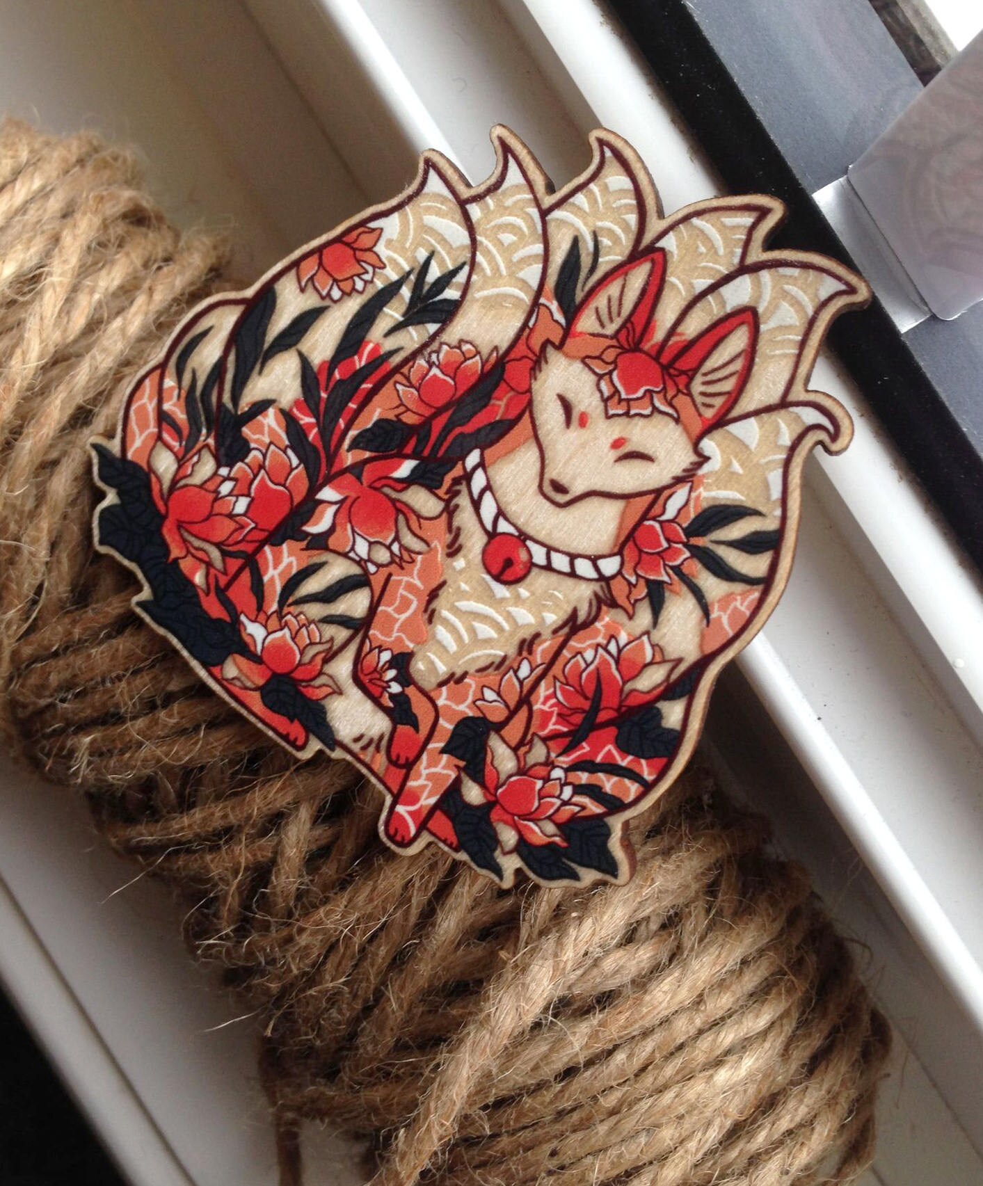 Fox Ninetails Pin. Fox Pin. Fox Brooch. Wood Brooch. Wood Pin. | Etsy