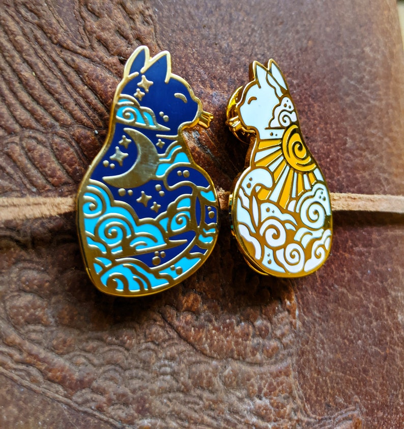 Sun & Moon Cat Enamel Pin Moon Cat Sun Cat Lapel Pin - Etsy