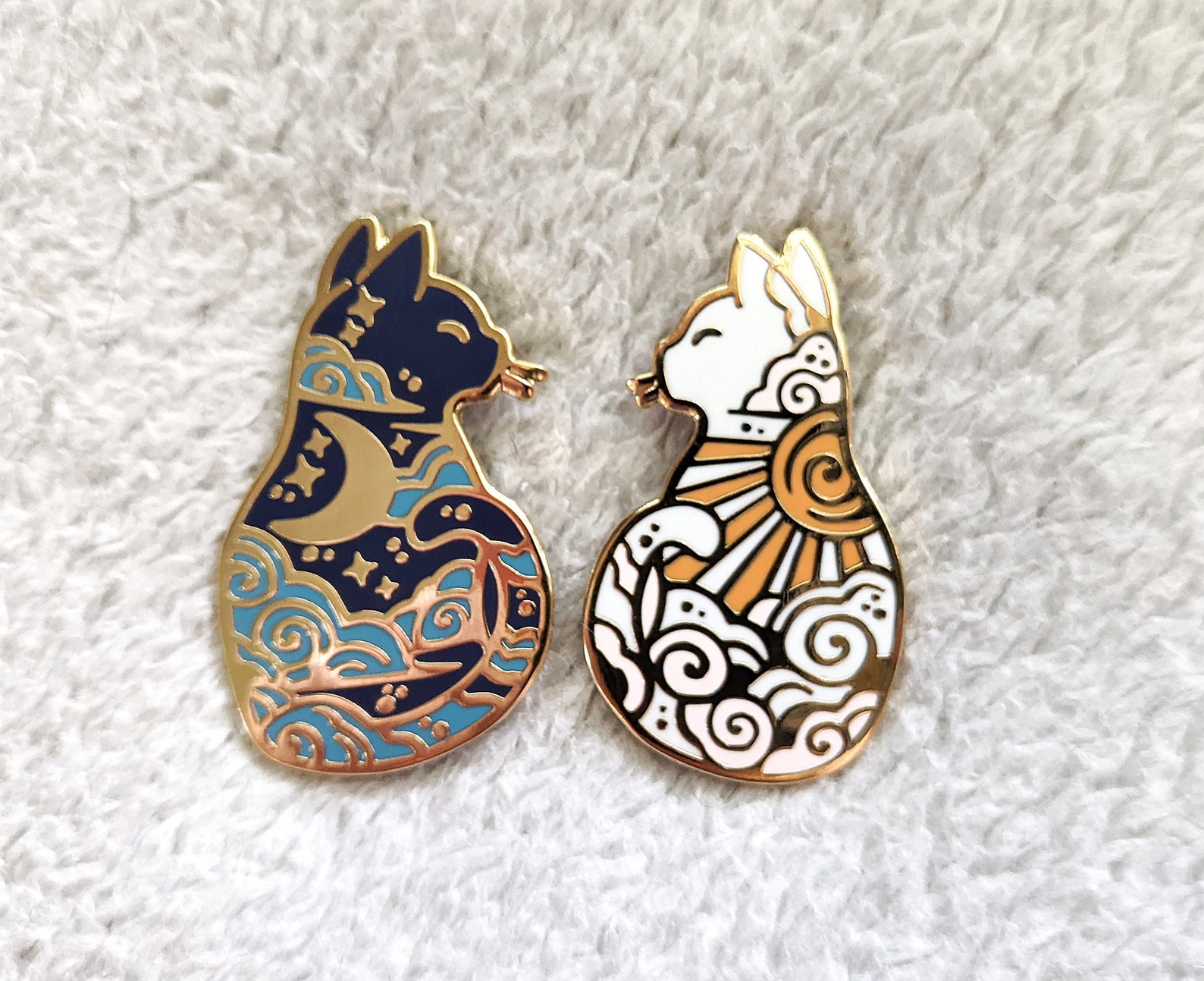Sun & Moon Cat Enamel Pin Moon Cat Sun Cat Lapel Pin - Etsy
