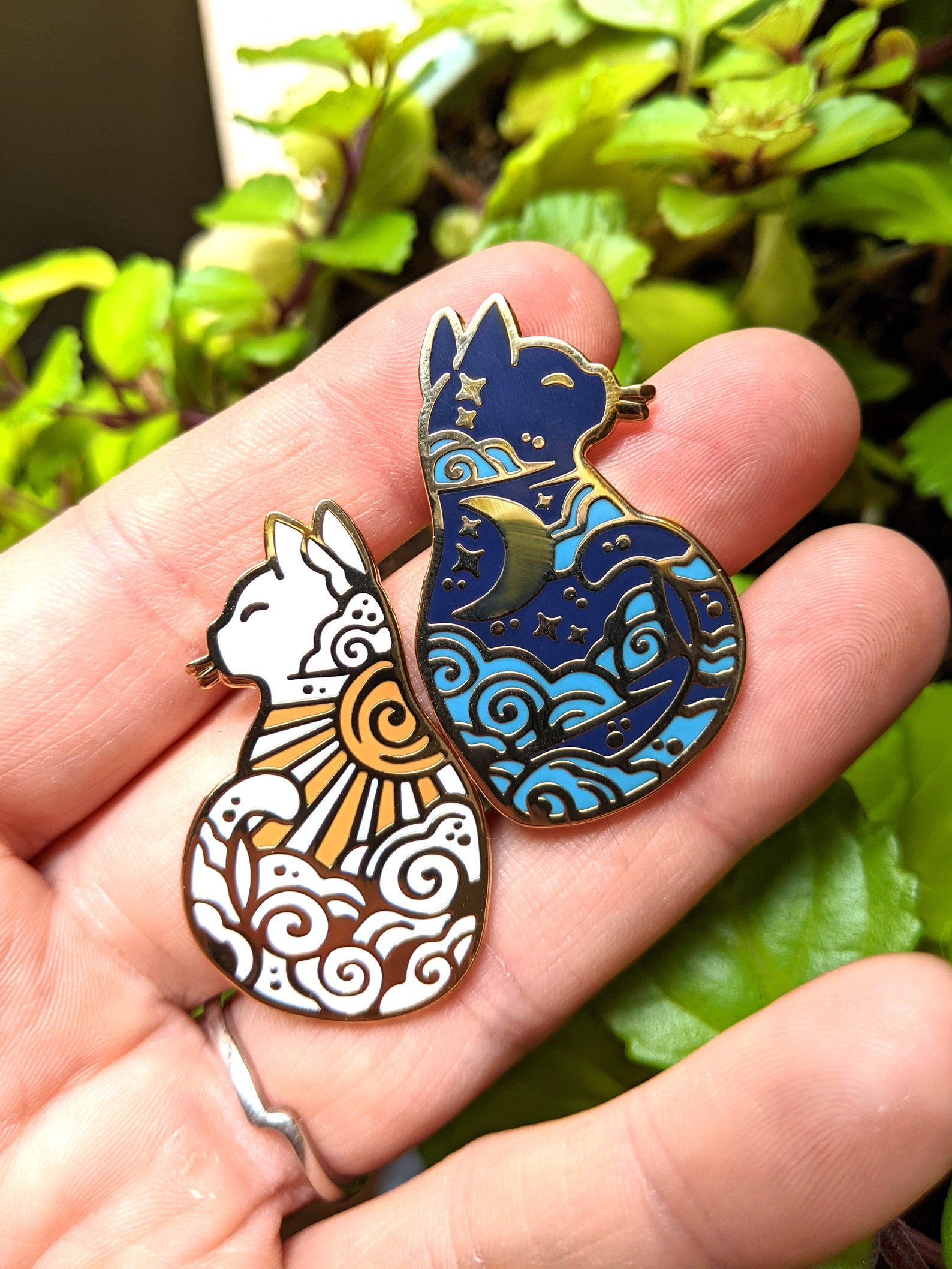Sun & Moon Cat Enamel Pin Moon Cat Sun Cat Lapel Pin - Etsy