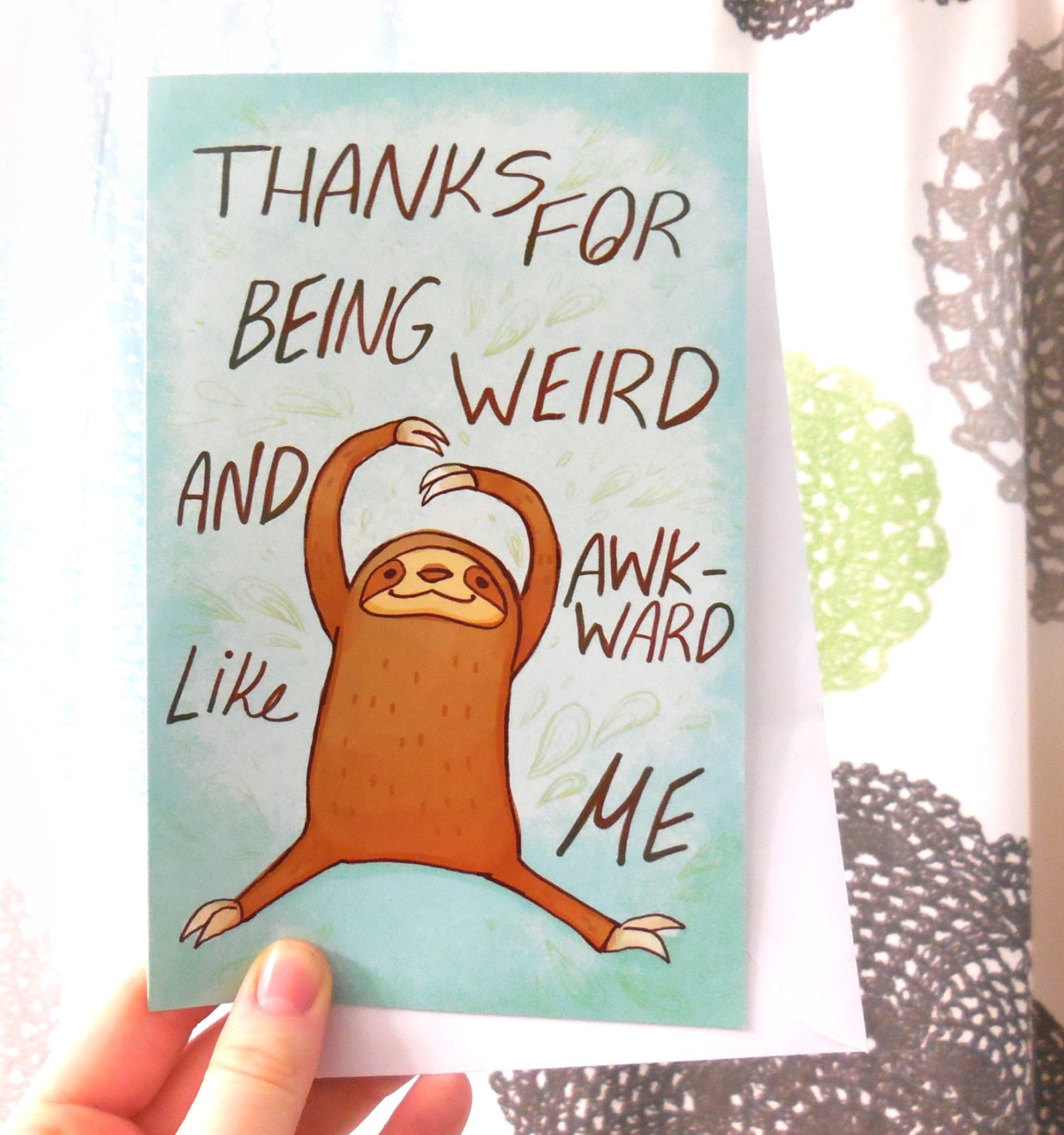 Funny Sloth Card, Thank You Card, Anniversary Card, Valentines Day Card ...