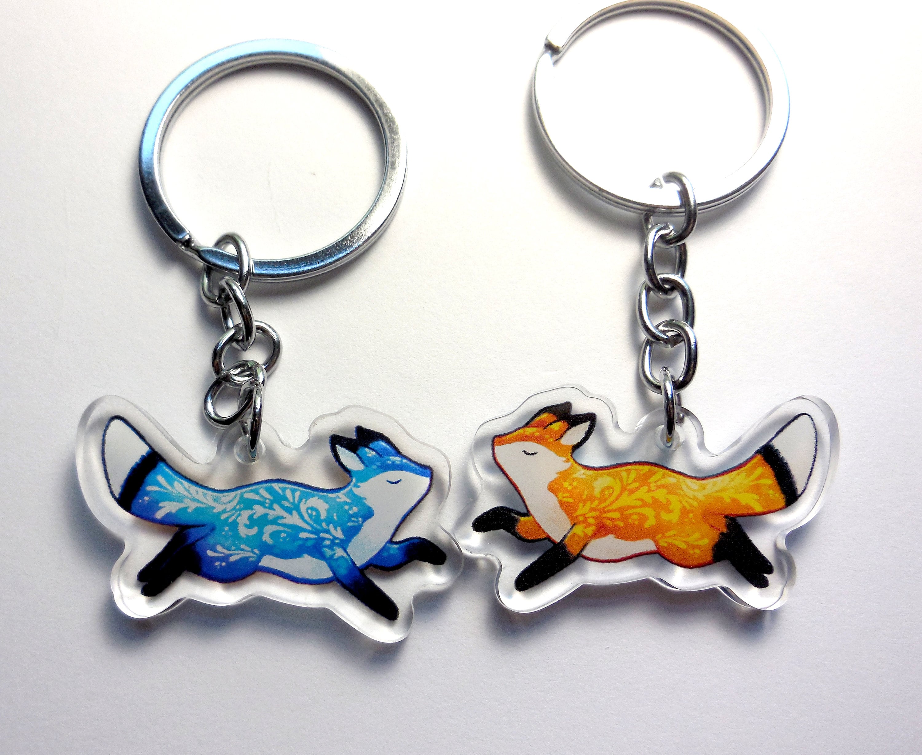 Fox Keychain Charm Reversible Charm 1.5 Inch Cute Jewelry - Etsy