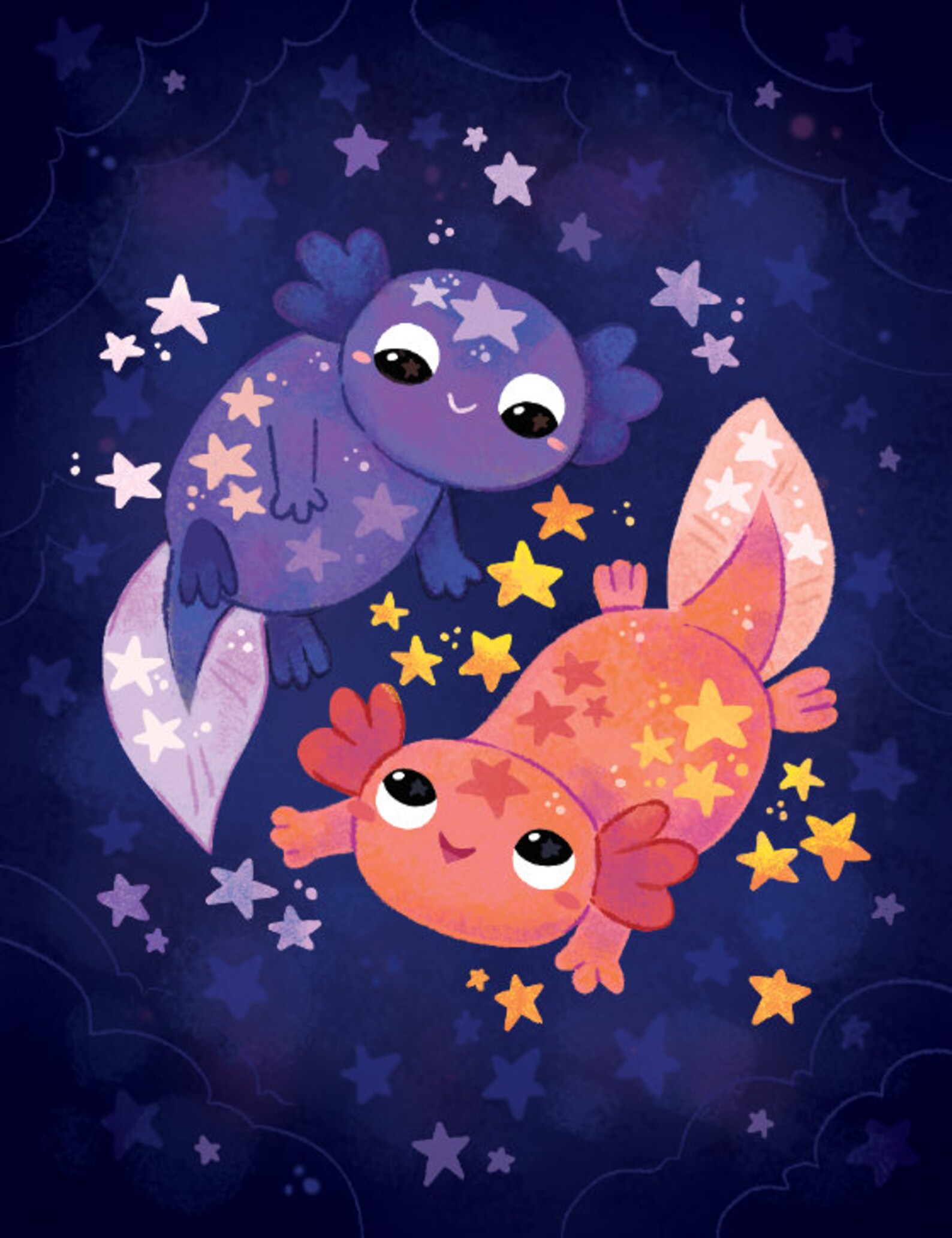 Star Galaxy Axolotl Print: 8.5 by 11 Salamander Nursery Art - Etsy