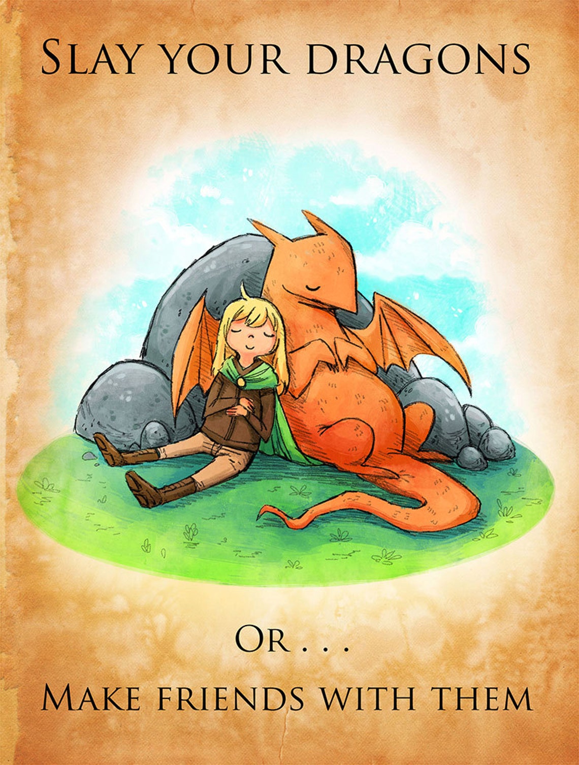 Motivational Dragon Illustration Print 8.5 by 11 - Etsy