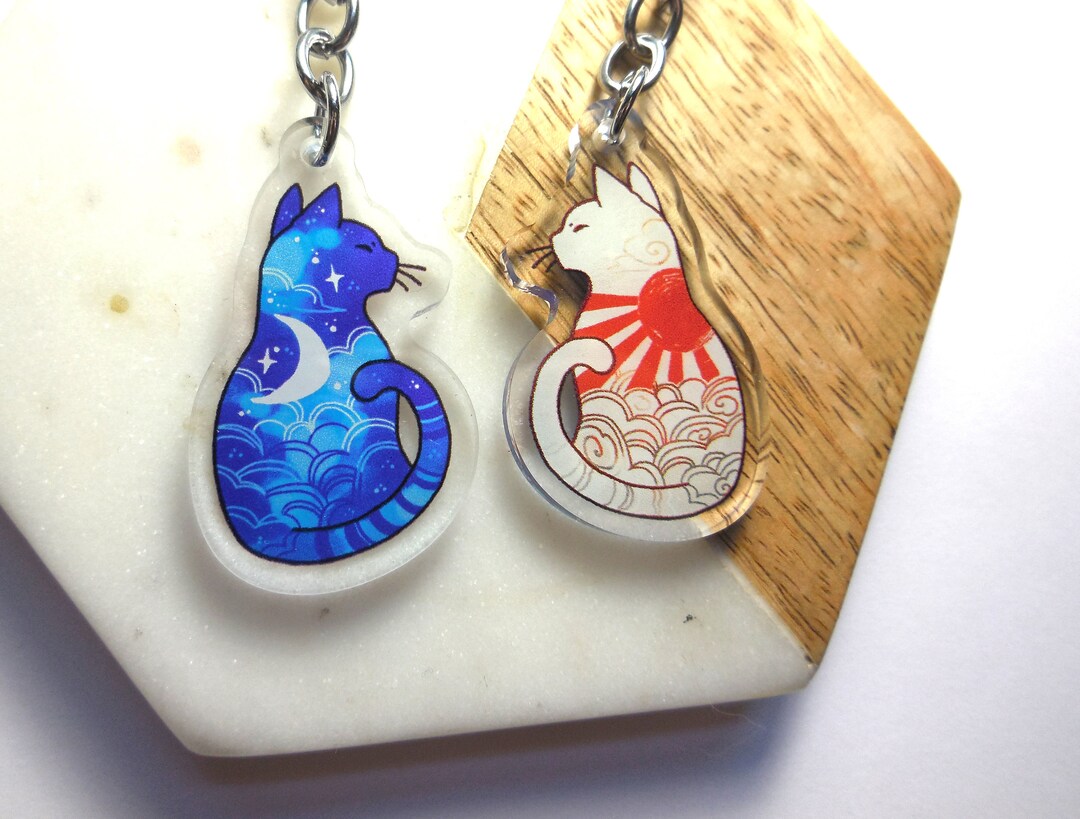 Cat Keychain Charm, Reversible Charm, 1.5 Inch, Cute Jewelry, Keychain ...