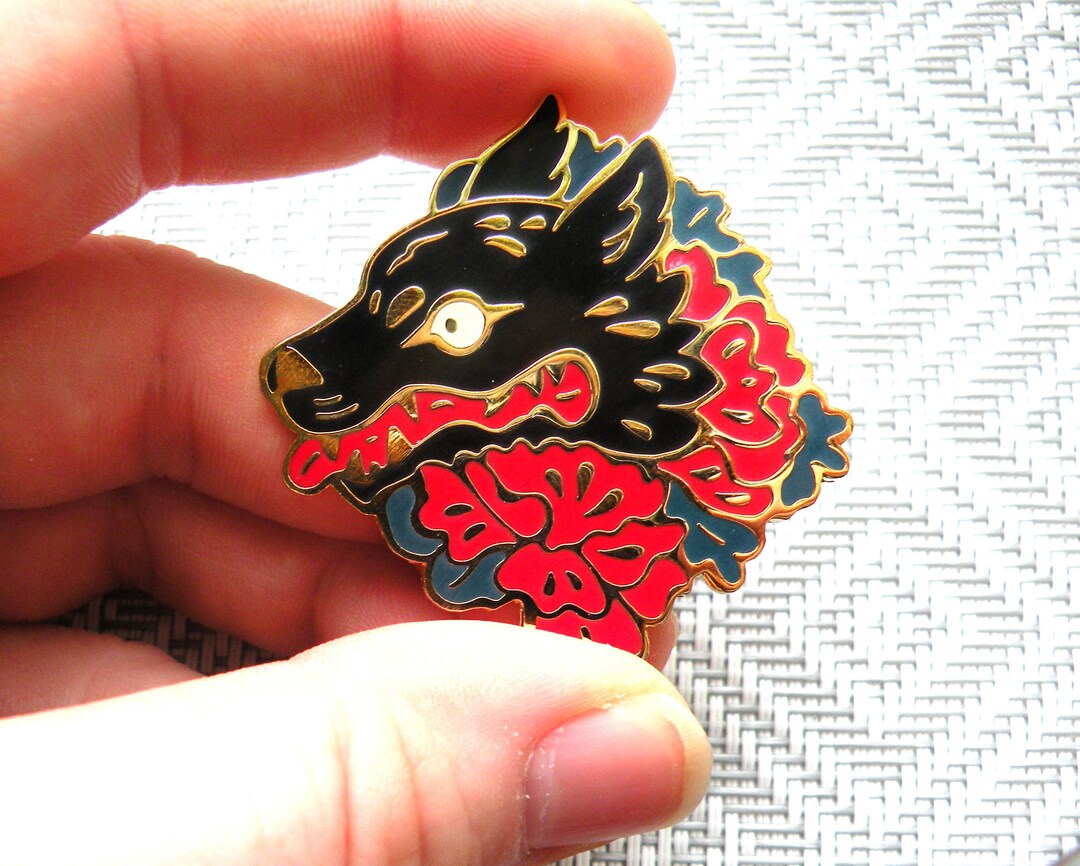 Black Wolf Enamel Pin, Lapel Pin, Brooch Pin 1.5 Inch, Dog, Wolf ...