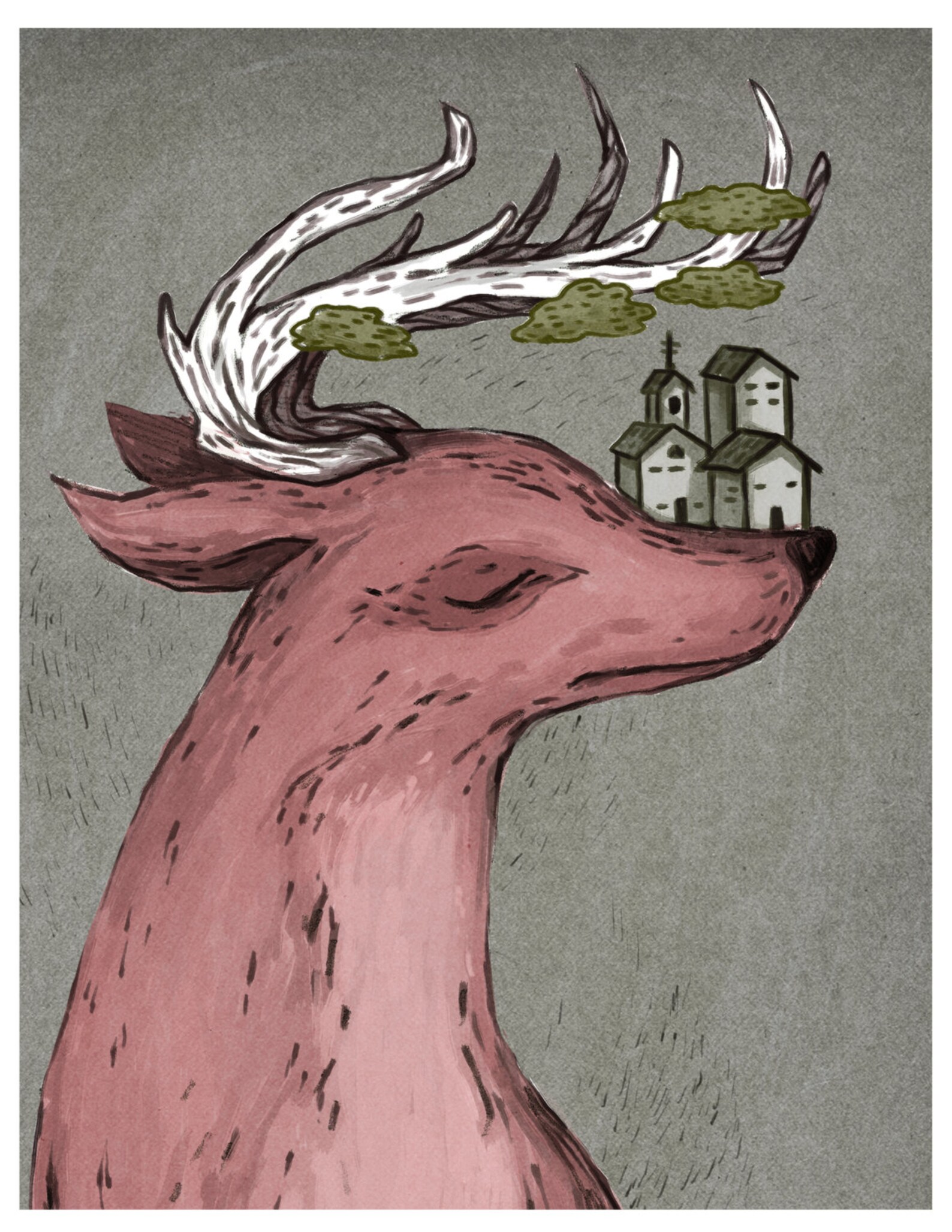 Deer and Wolf Art Print 8.5 by 11 Wall Art Children's | Etsy