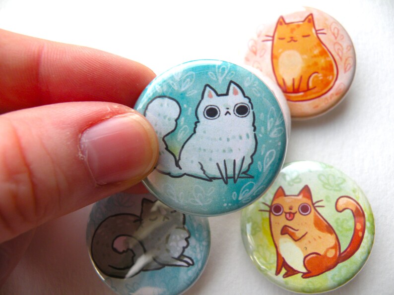 Cute Cat Pinned Back Button Pack: Cat Pets Cat Lady Cute - Etsy