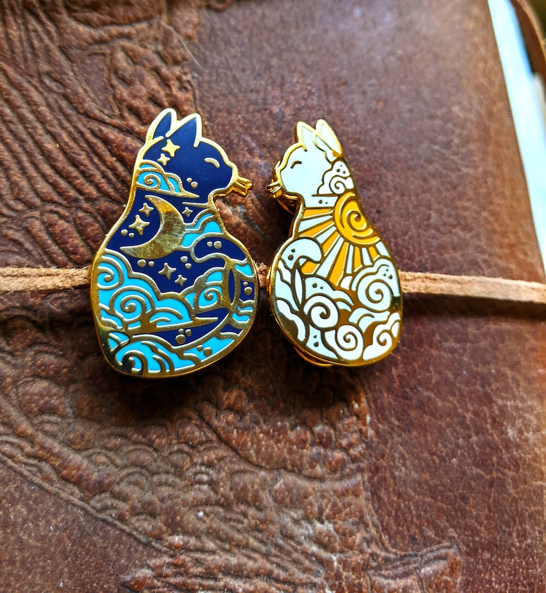 Sun & Moon Cat Enamel Pin Moon Cat Sun Cat Lapel Pin - Etsy