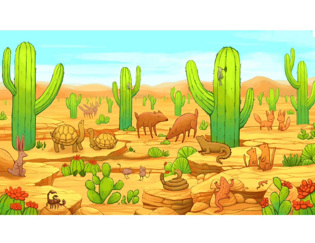 Desert Ecosystem Print, Children's Room Artwork, Educational, 8.5 by 11 ...