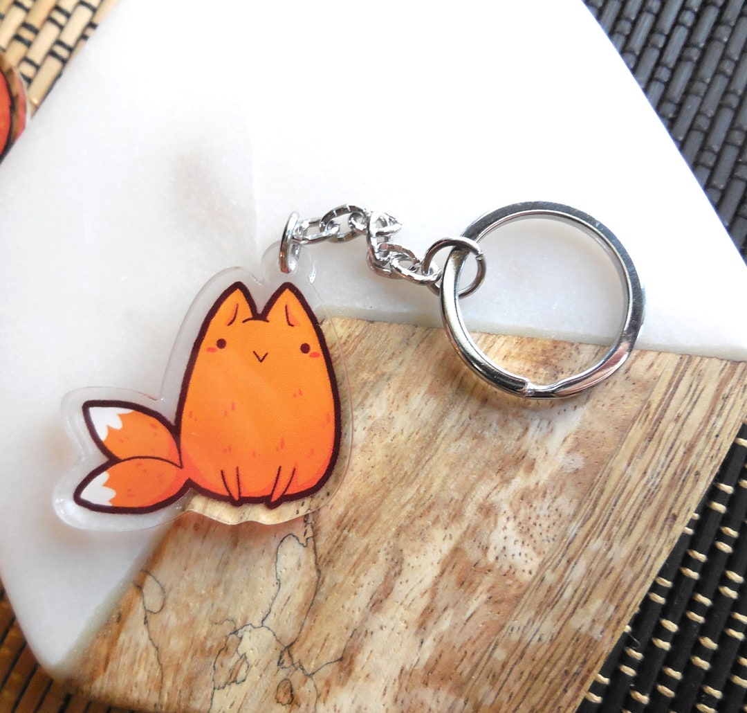 Acrylic Fox Kitsune Charm, 2 Tailed 1.5 Inch, Keychain, Charm, Kawaii ...