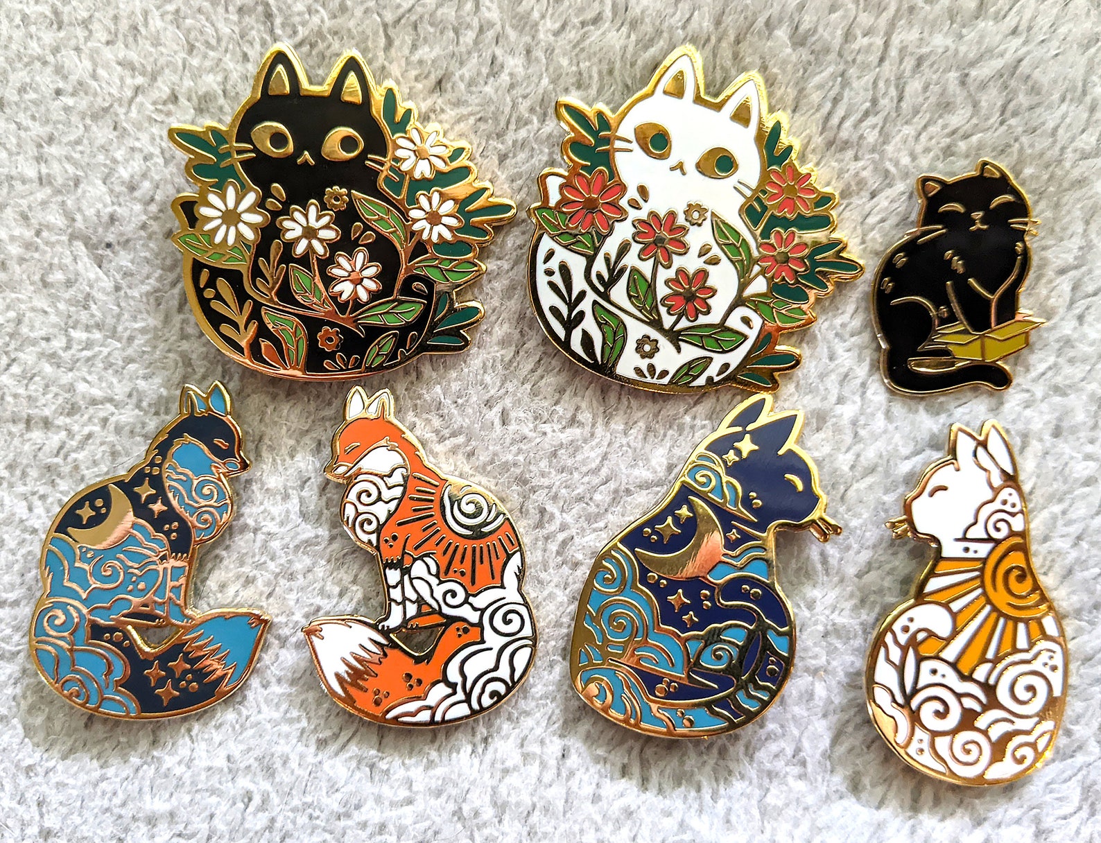 Sun & Moon Cat Enamel Pin Moon Cat Sun Cat Lapel Pin - Etsy