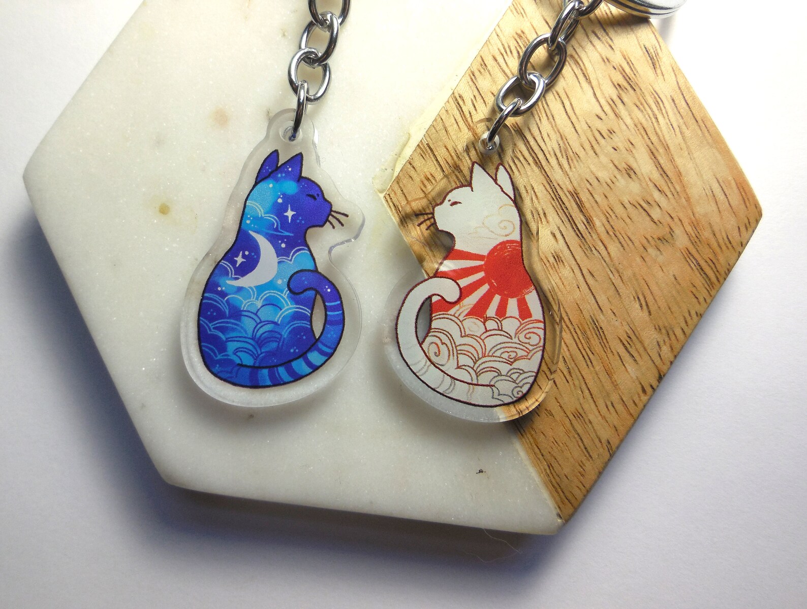 Cat keychain charm Reversible charm 1.5 inch cute jewelry | Etsy