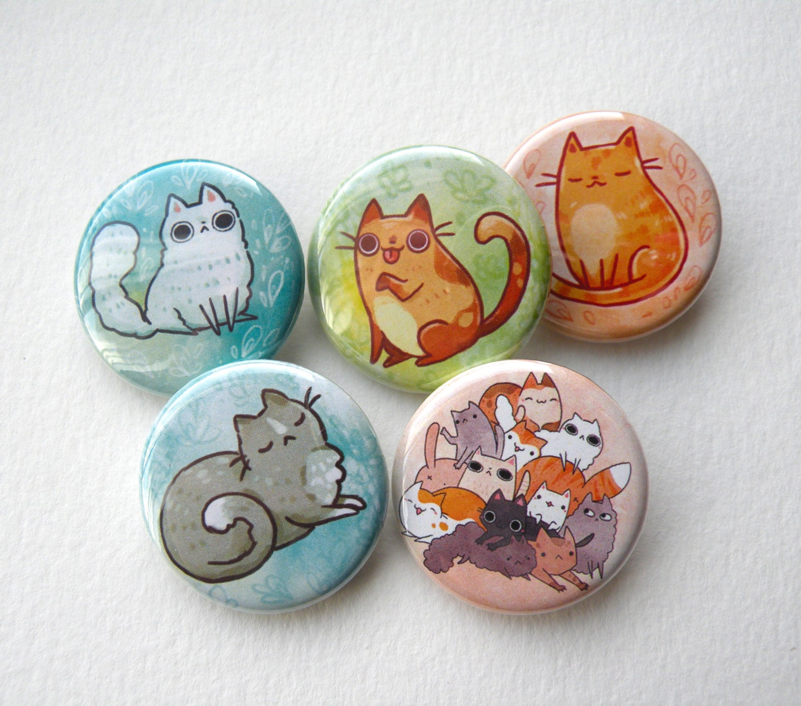 Cute Cat Pinned Back Button Pack: Cat Pets Cat Lady Cute - Etsy