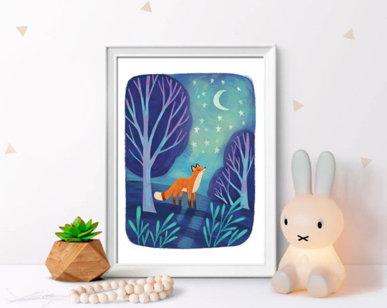 Nursery Fox and the Moon Illustrated Print: 8.5 by 11 8 by - Etsy