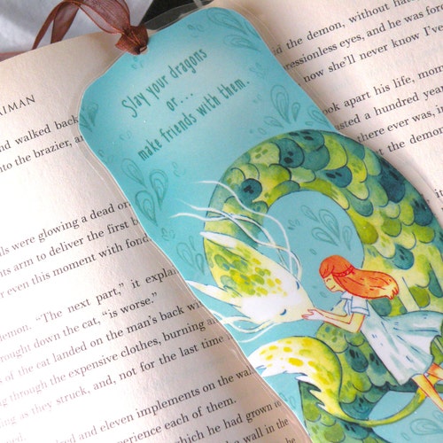 Sun & Moon Dragon Bookmarks Illustrated Bookmark Unique - Etsy