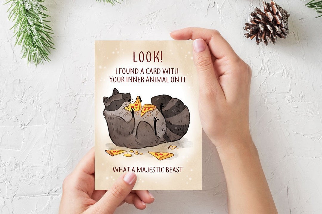 Funny Raccoon Animal Card, Birthday Card, Greeting Card, Cute Card ...
