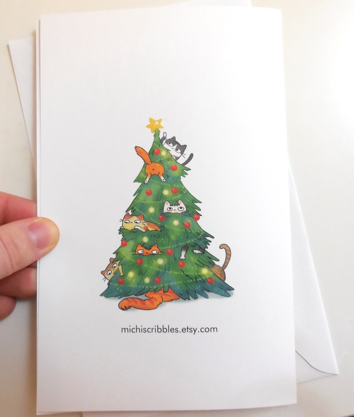 Holiday Christmas Cat Card Cute Cards Greeting Card Funny | Etsy