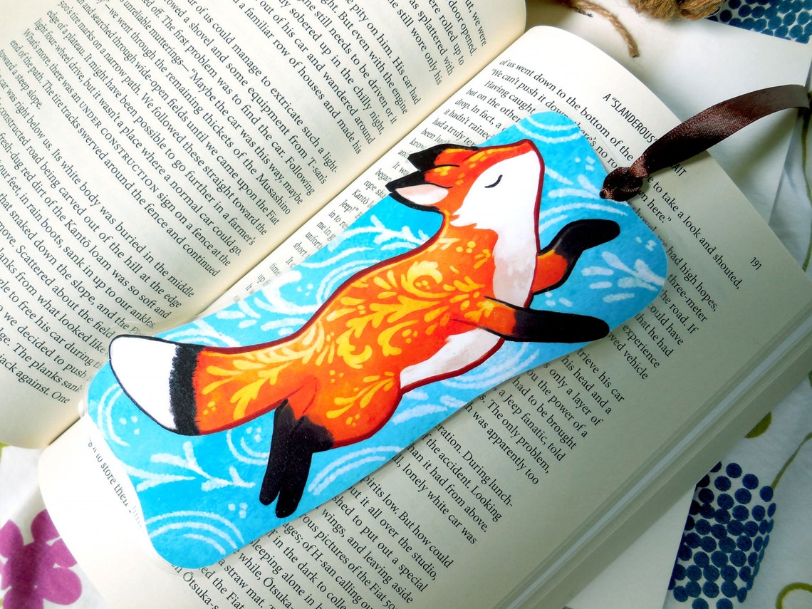 Running Fox Bookmark Illustrated Bookmark Unique Bookmarks - Etsy