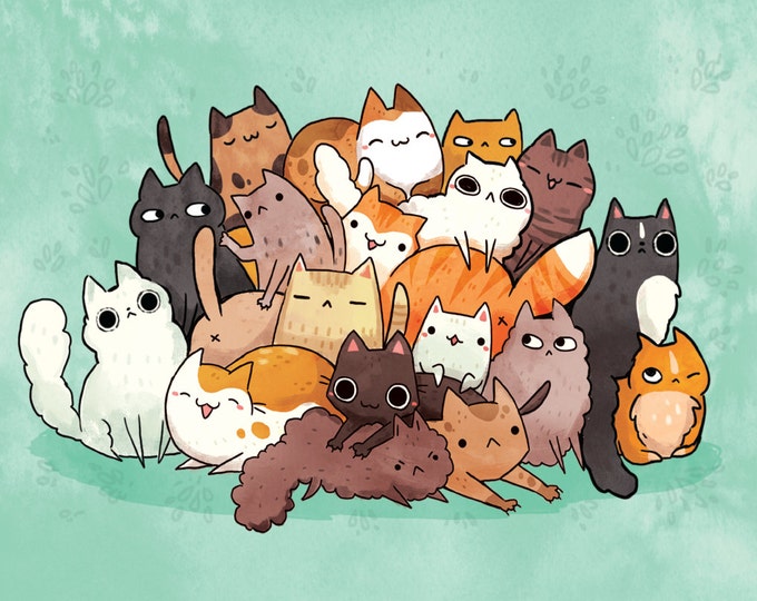 Cat Pile Print 8.5 by 11 Wall Art Children's Room Print - Etsy