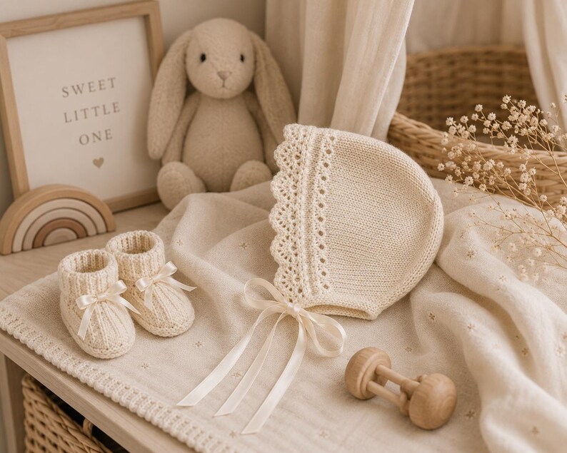 Modèle de bonnet bébé tricoté en PDF | Bonnet à bordure en dentelle ...